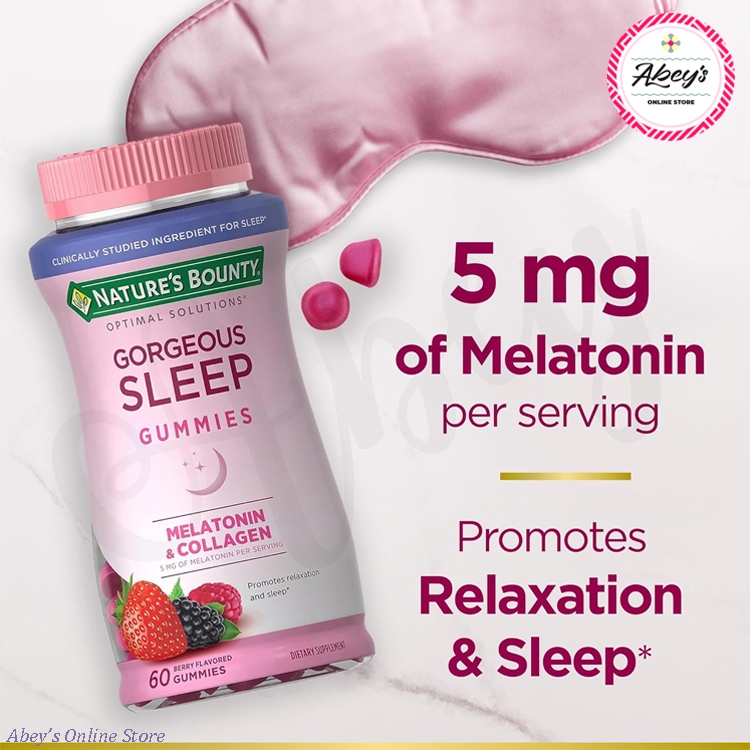 Nature's Bounty Gorgeous Sleep 5mg Melatonin with Collagen 60 Gummies ...