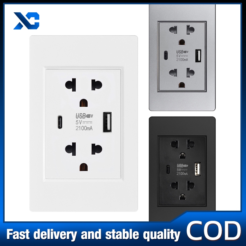 usb c socket wall socket,5V 2.1A,118*72mm plastic panel XC | Shopee ...