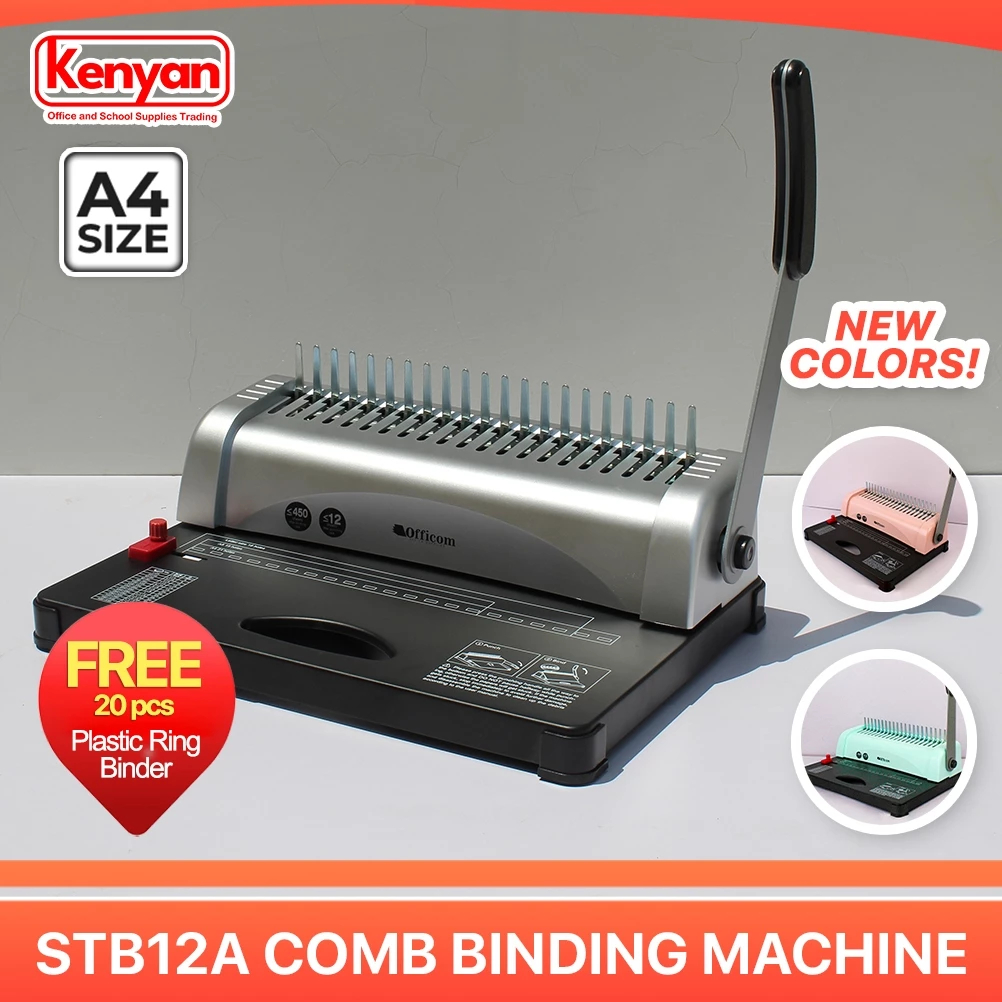 Comb Binding Machine STB12A A4 Size 21 Hole Silver, Pink, Green Officom ...