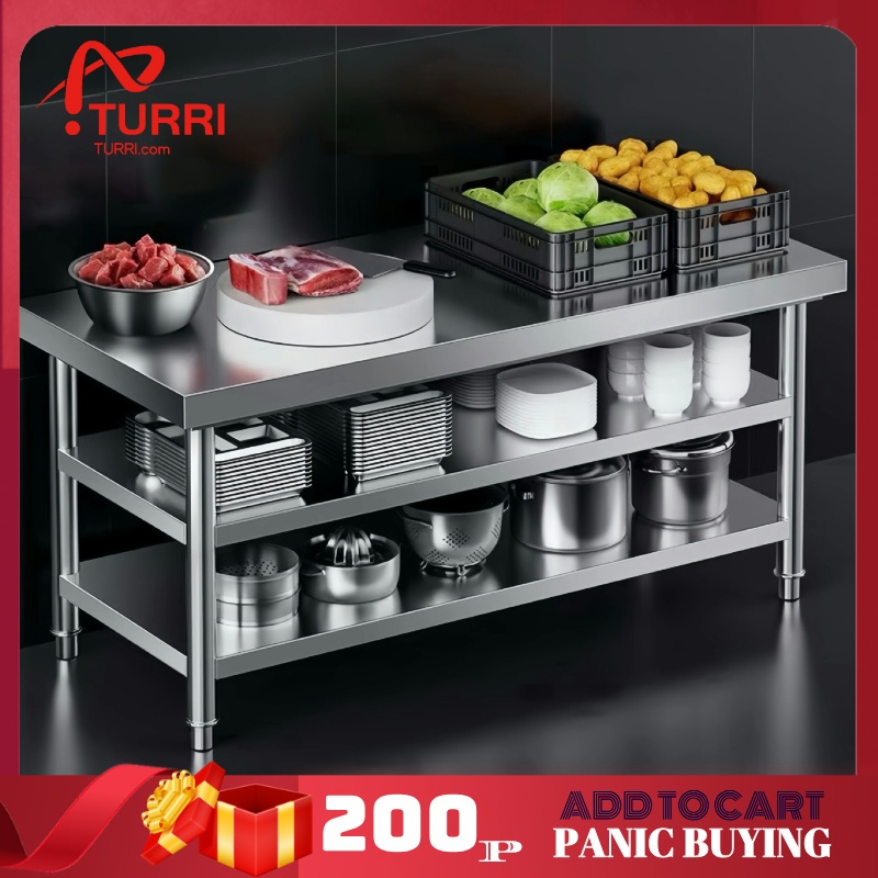 TURRI 3-tier kitchen table 304 stainless long table countertop table Commercial console table ...