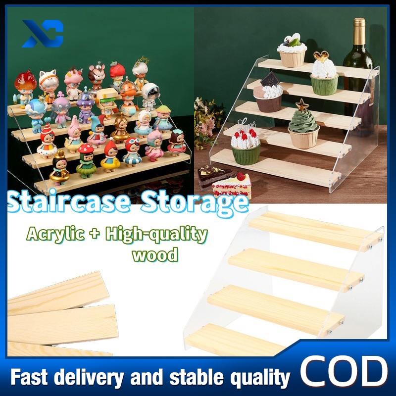 5-layer Ladder Acrylic Display Rack Organizer Wooden Food Dessert Cake ...