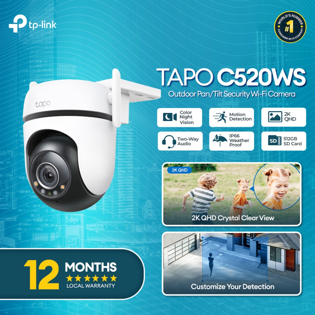 TP-Link Tapo C520WS 2K QHD Starlight Color Night Vision IP66 Outdoor ...