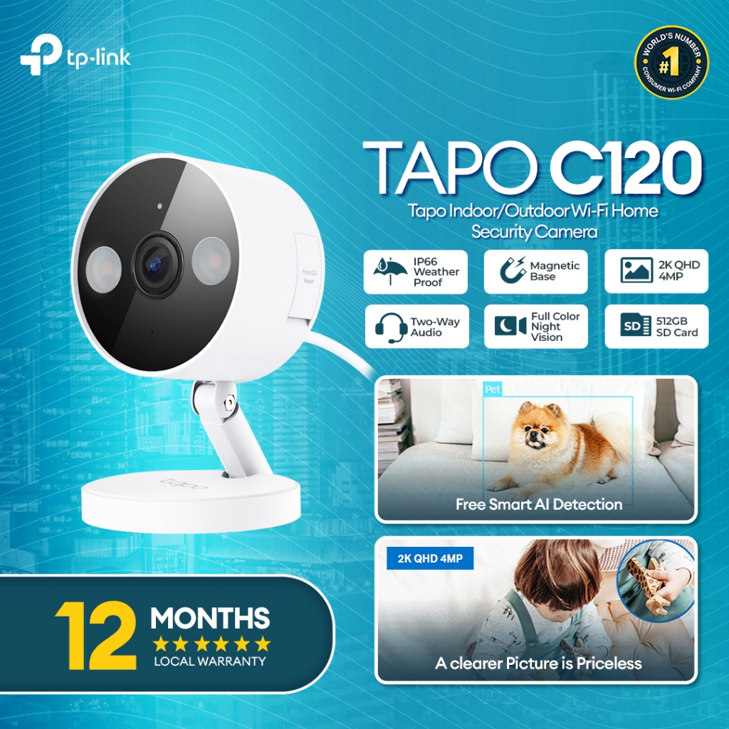 TP-Link Tapo C120 Tapo Indoor/Outdoor Wi-Fi Home Security Camera | Baby Surveillance CCTV Camera ...