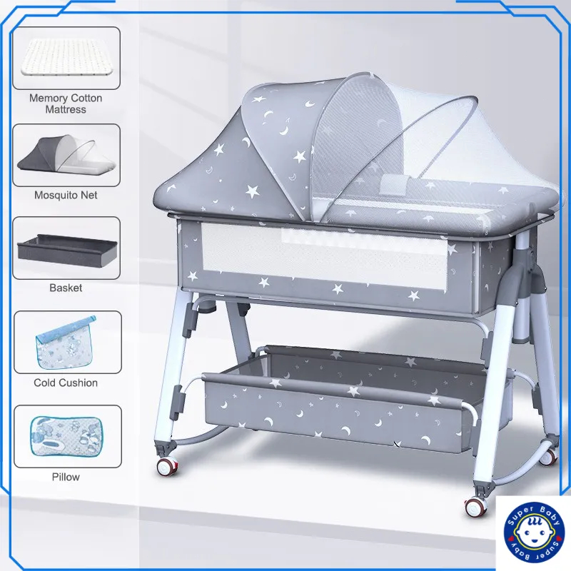 Multi-functional folding crib rocking bed multifunctional cot anti ...