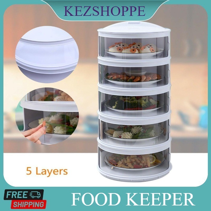 Kezshoppe 5 Layer Food Keeper Storage Plastic Box Clear Kitchen Dish ...