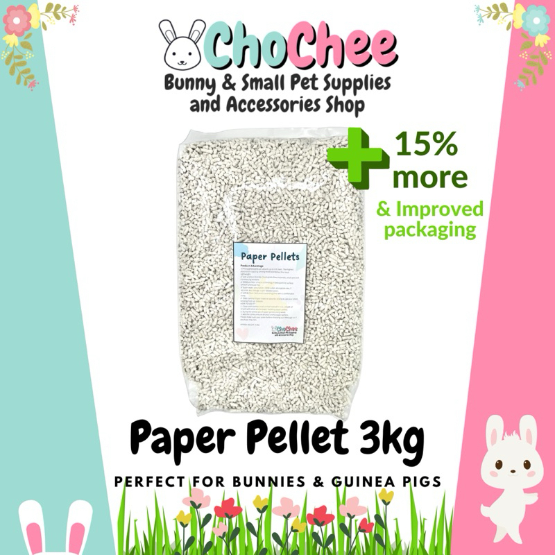 3kg Paper Pellets / Paper Bedding 100% Safe for Rabbits, Guinea pigs ...