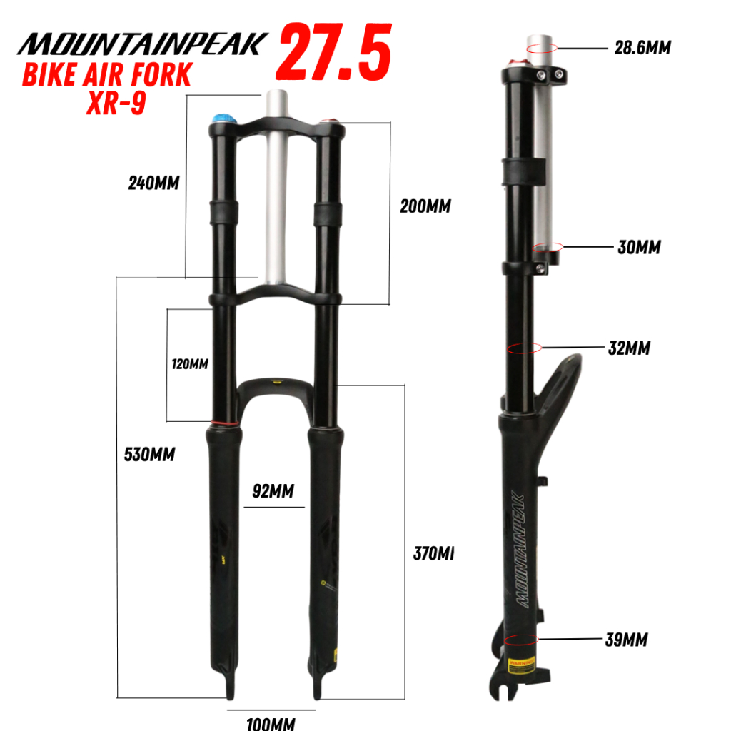 MOUNTAINPEAK AIR SUSPENSION BICYCLE MAGNESIUM ALLOY BIKE FORK DUAL ...