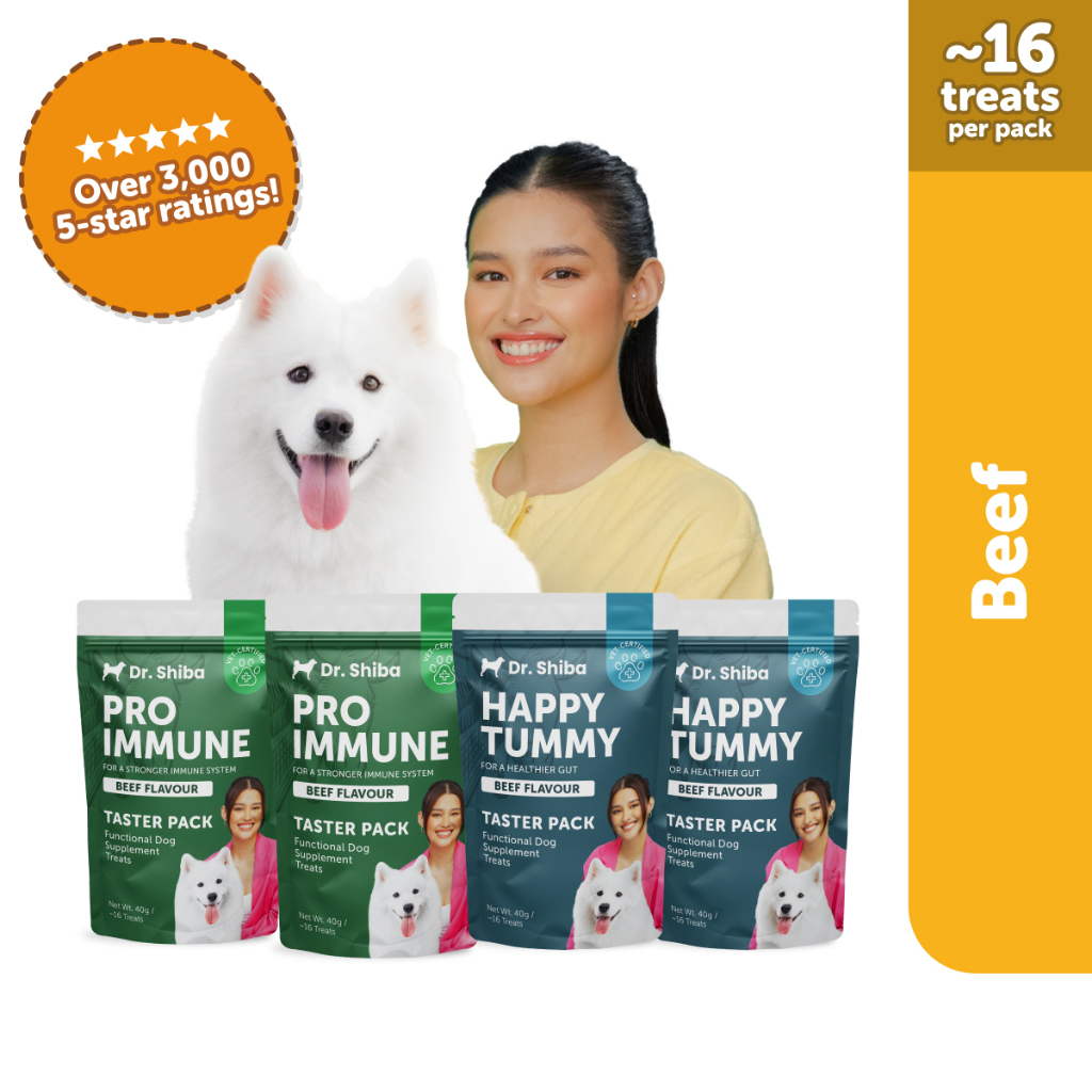 Dr. Shiba Taster Pack Pro Immune x 2 Happy Tummy x 2 Beef 40g Dog ...