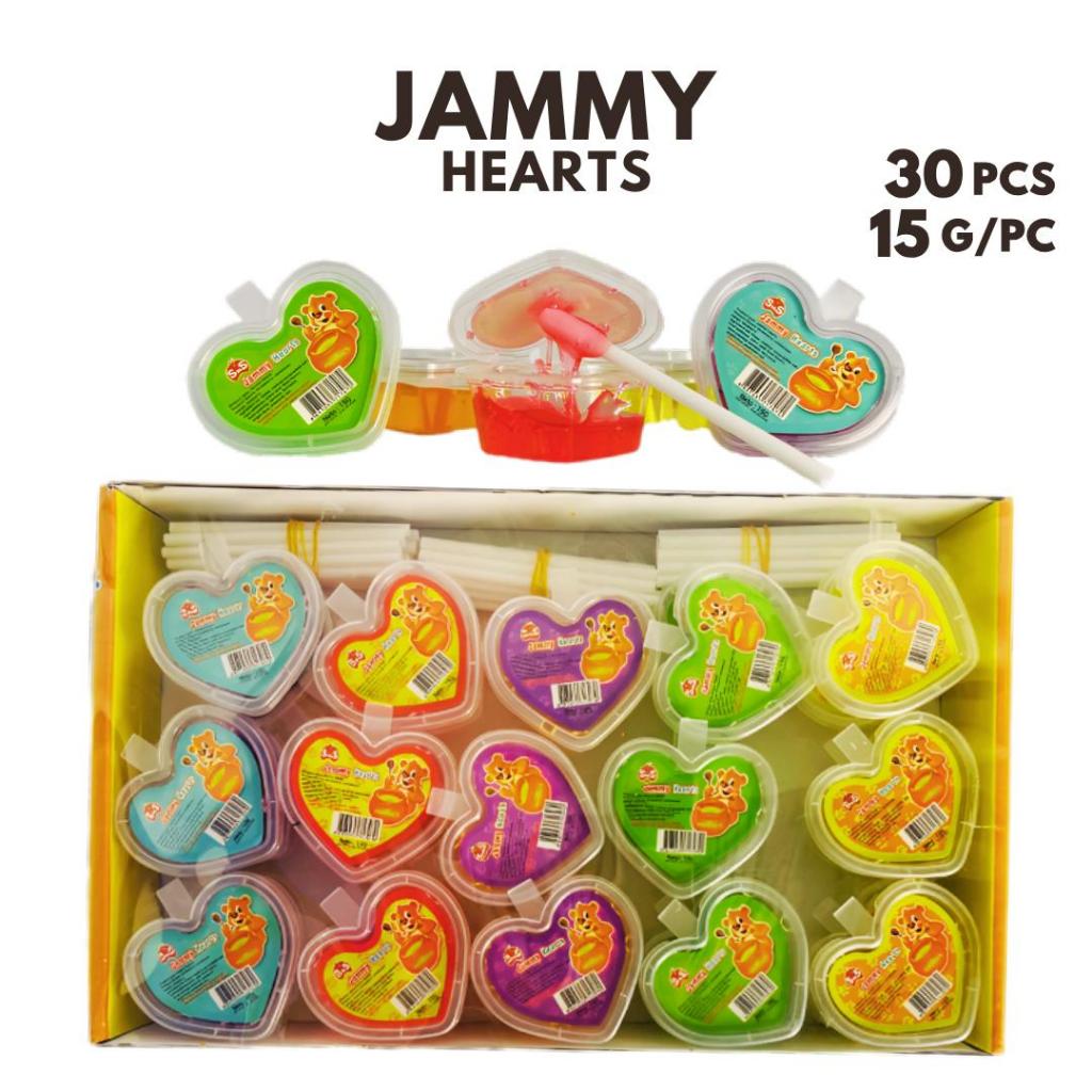 30 Pieces Jammy Hearts Fruity Flavored Jam Candy Multi Colored Thick ...