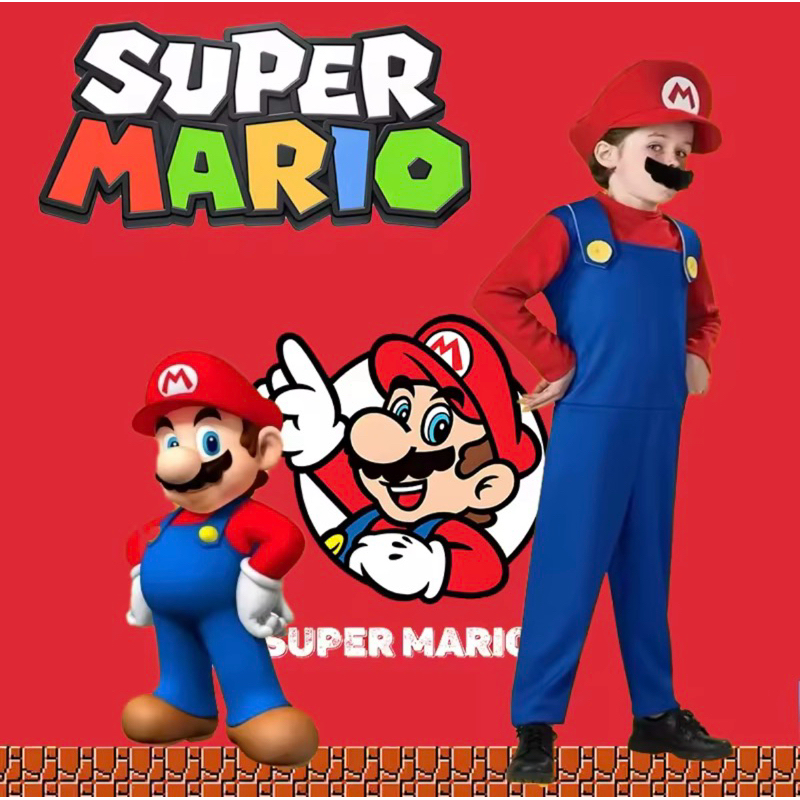 Super Mario Costume for Kids costume jumpsuit Mario Luigi Bros ...