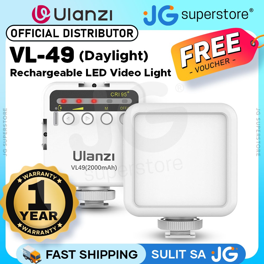 Ulanzi VL-49 Rechargable LED Video Light On Camera Mini Vlog Light 2000mAh Photography Lighting ...