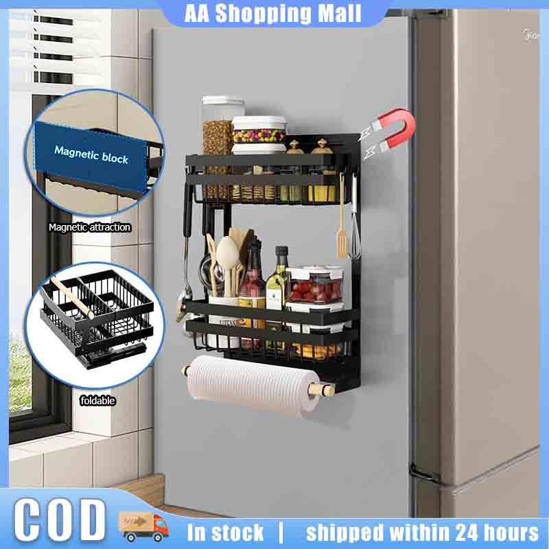 Magnetic Kitchen Storage Rack Magnetic Refrigerator Shelf Foldable ...