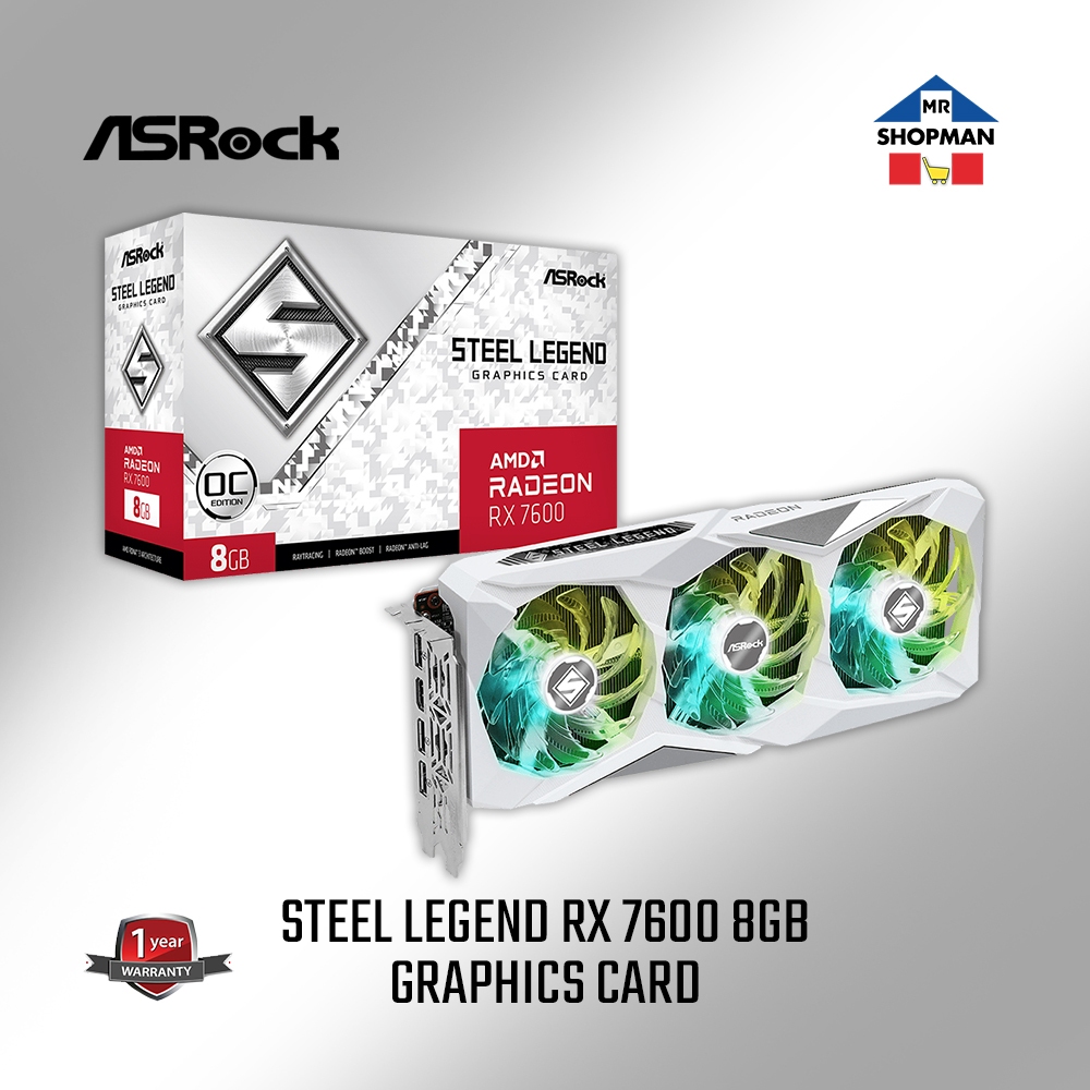 AMD Radeon RX 7600 Steel Legend 8GB OC GPU Graphics Card RX7600 ...