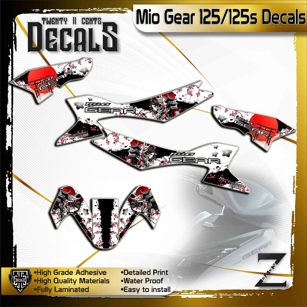 Yamaha Mio Gear 125 / 125s Decals High-Quality Stickers Japanese art ...