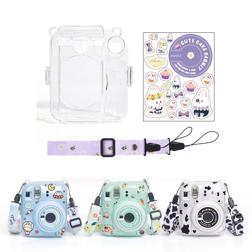 Instax Mini 12 Camera Transparent Case With Paster Shell Shoulder Bag ...
