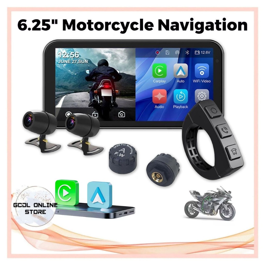 Portable 6.25 inch IP67 Waterproof Motorcycle GPS Navigation Wireless ...