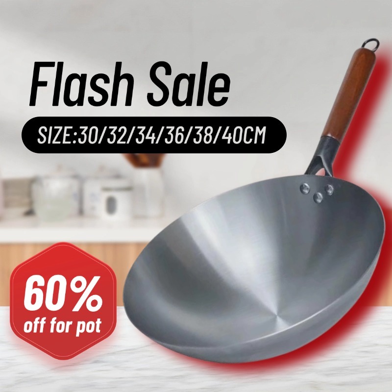 Pot non-rusting iron wok non-coated non-stick cooker induction cooker ...