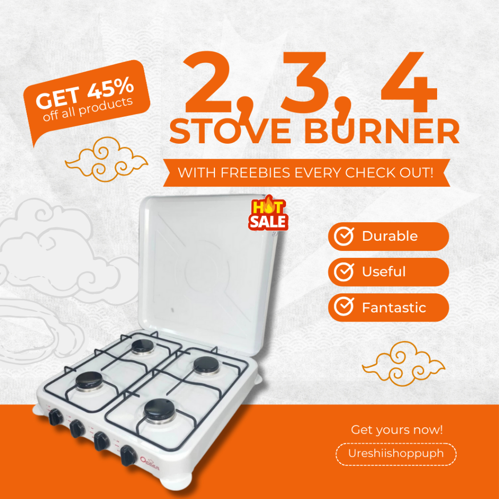 OCEAN DELUXE GAS STOVE ( 2 3 4 BURNER ) COUNTERTOP STOVE W/ PROTECTIVE ...