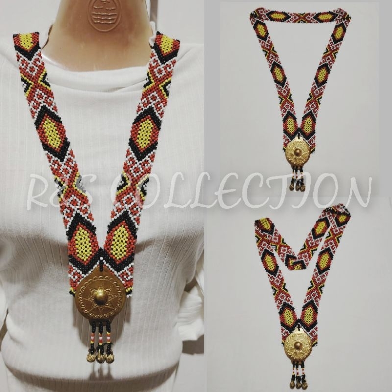 R&S_NECKLACE BEADED WITH BRASS AGONG/ETHNIC DESIGN | Shopee Philippines