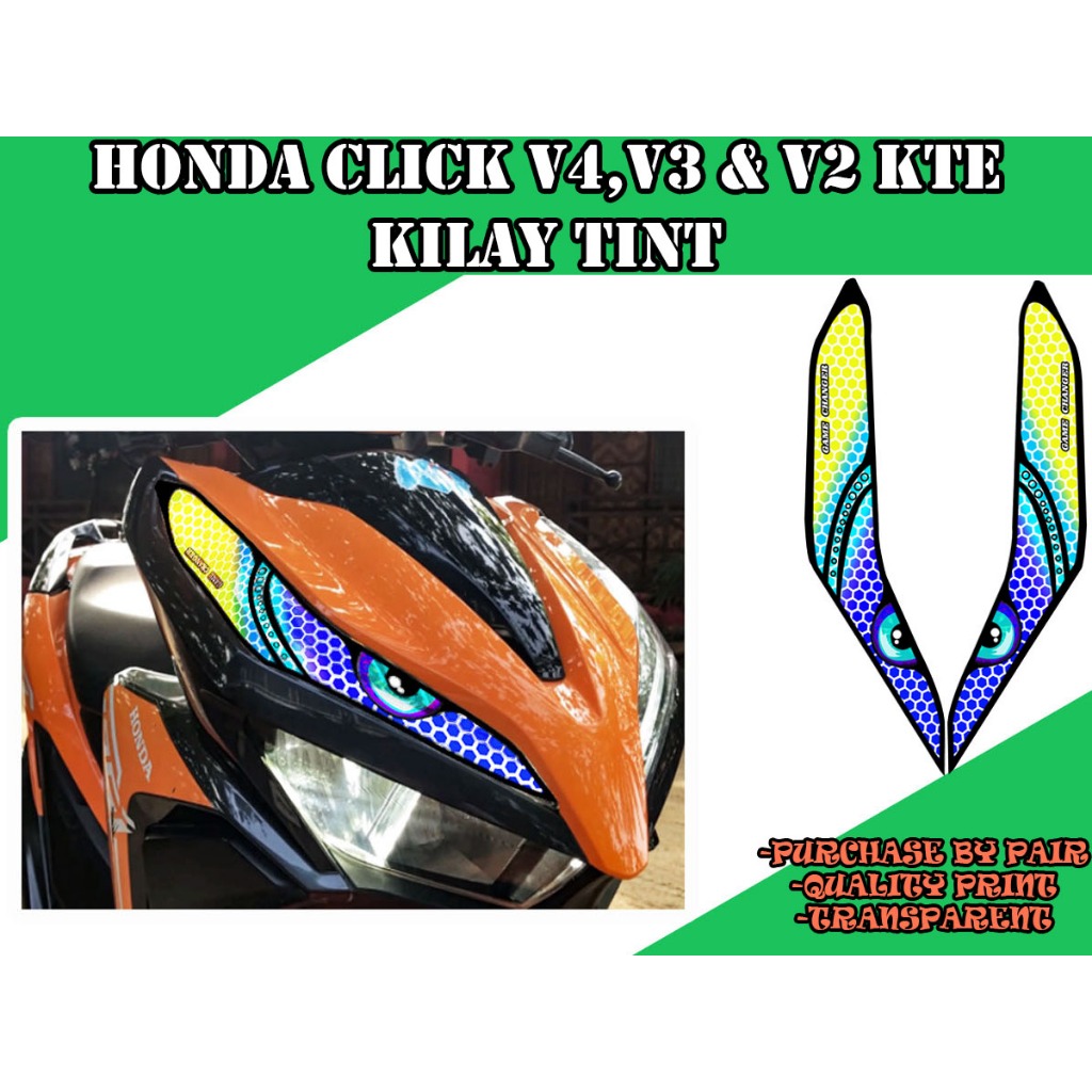 KILAY TINT WITH EYE (KTE) CLICK V3 AND V4 HONDA MOTORCYCLE / CLICK I125 ...