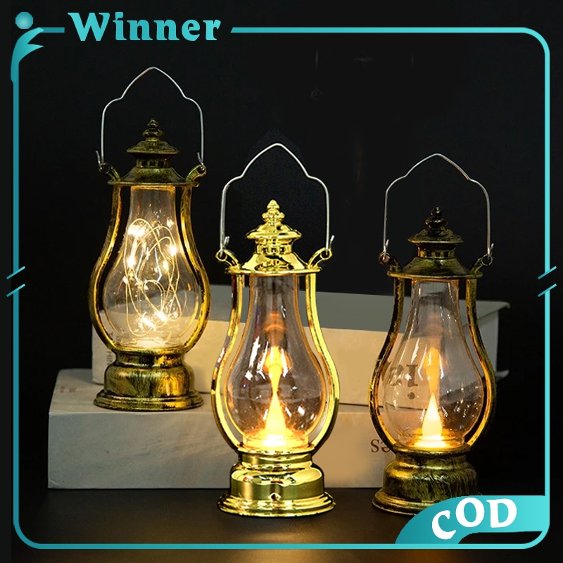 Retro Small Oil Lamp Battery Powered Portable Kerosene Lights Creative ...