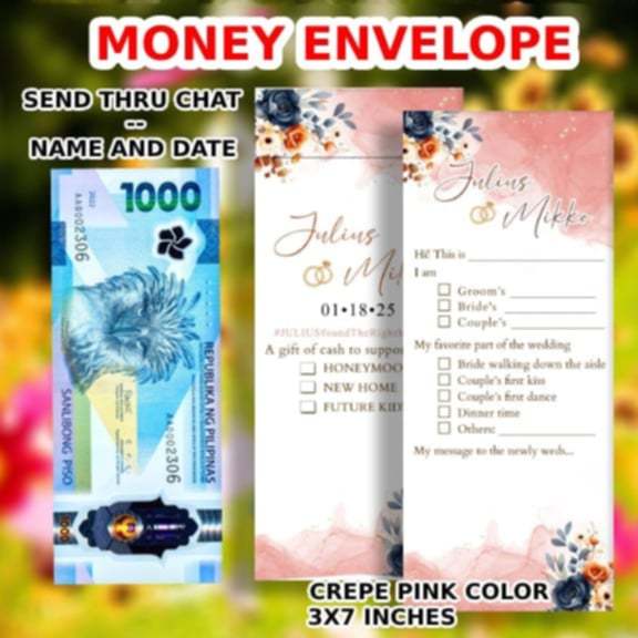 50pcs 3x7 inc SHADES OF PINK Custom Wedding / Angpao Envelope (Edit ...