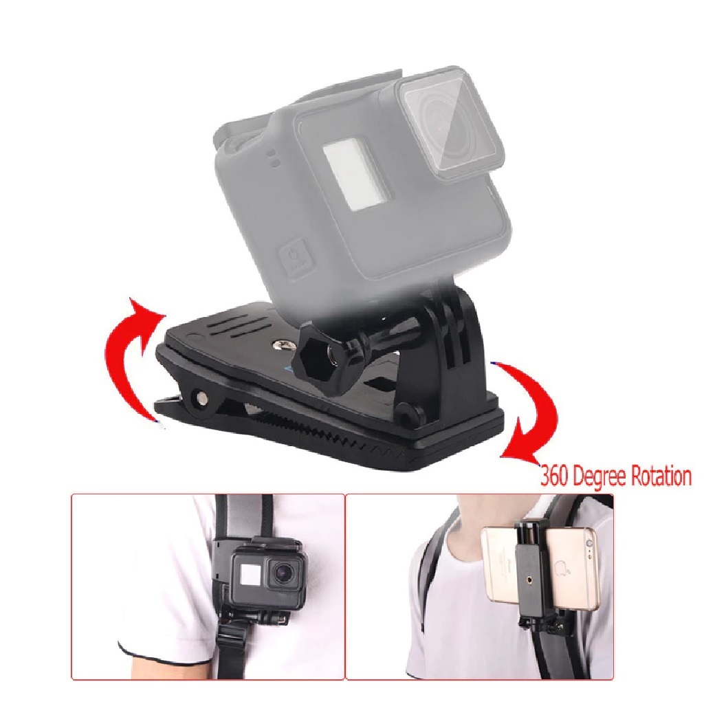 360 Degree Backpack Clip Shoulder Strap Mount For Gopro/SJCAM Action ...