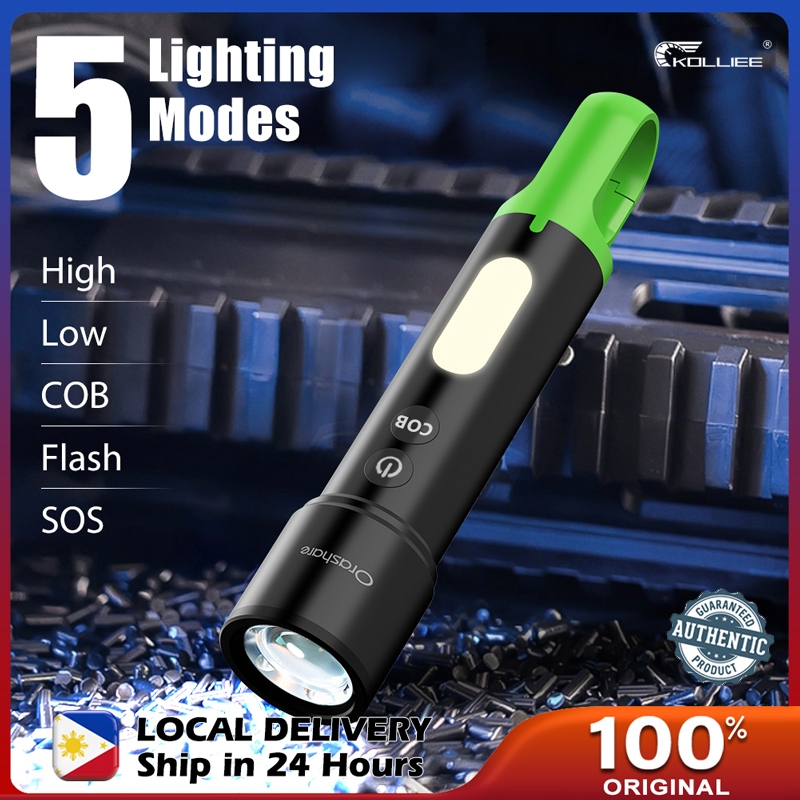 Orashare OL03 Rechargeable Led Flashlight Torch Light COB Super Bright ...