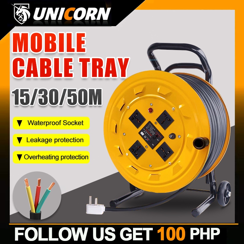 HEAVY DUTY CABLE REEL SET HIGH VOLTAGE UNIVERSAL OUTLET SOCKET C/W 20A ...