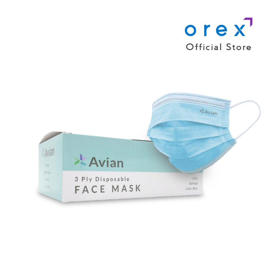 AVIAN 3 Ply Disposable Face Mask - 1 box (50 pcs) | Shopee Philippines
