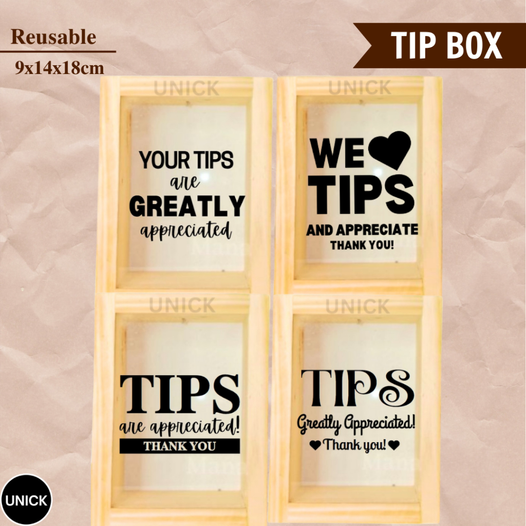 Tip Box | Wooden Tip Box | REUSABLE | Made from Wood & Acrylic | Shopee ...