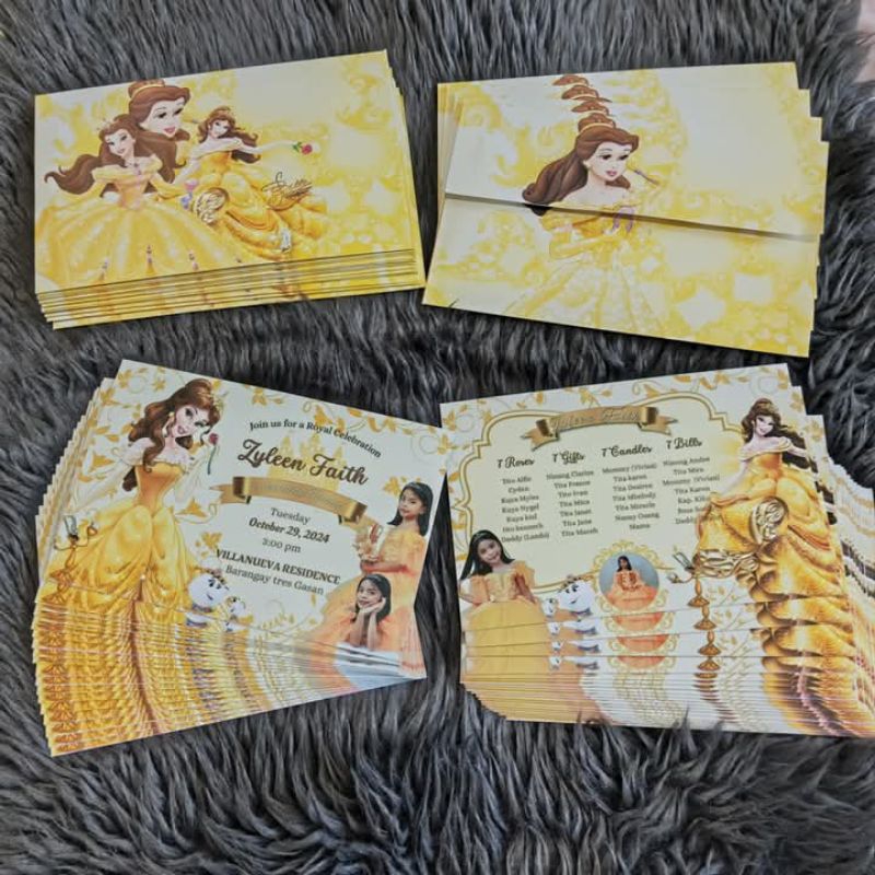 PRINCESS BELLE invitation card with envelope | Shopee Philippines