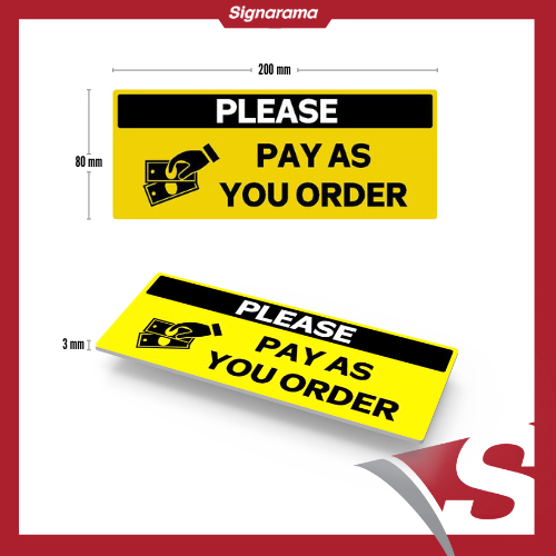 Pay As You Order Sign // Instructional [Yellow and Black] | Shopee ...