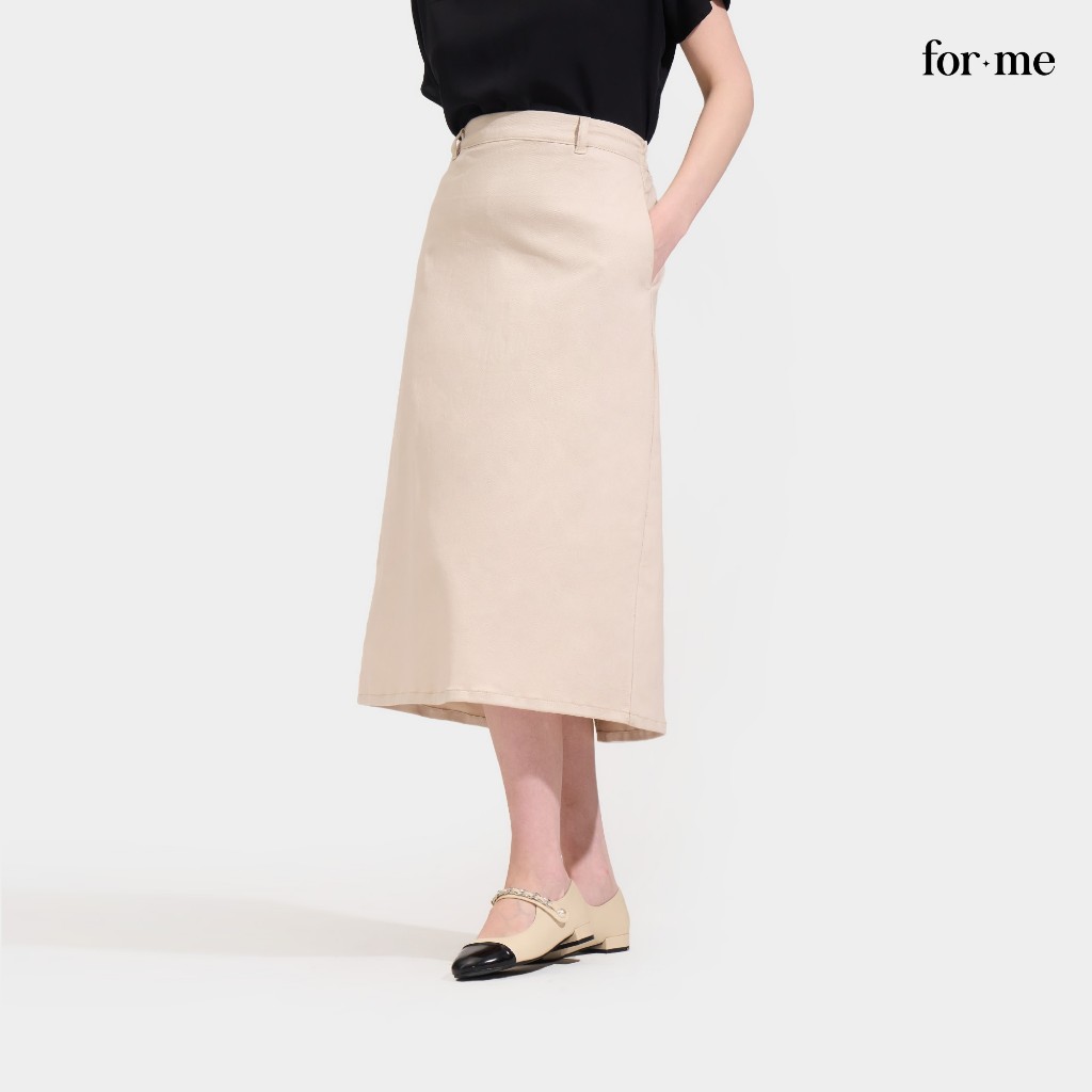 ForMe Paper Bag Midi Skirt For Women (Beige) | Shopee Philippines
