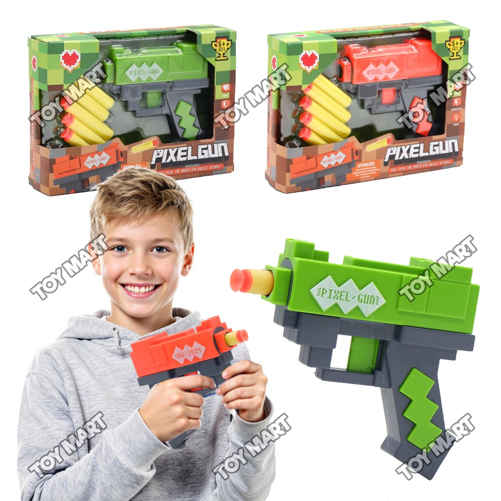 Pixel Blaster Nerf Toy Gun Foam Dart for Kids Fun My World Pixelated ...