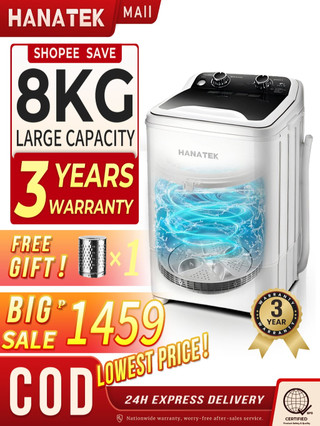 HANATEK Mini Washing Machine Semi Automatic Washing Machine Blue Light ...