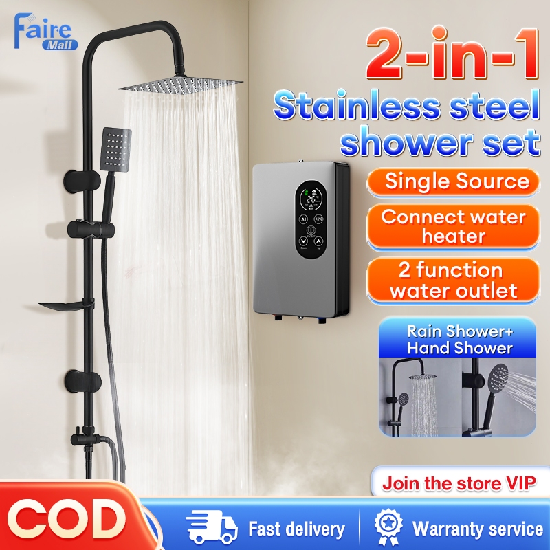 Shower Set with faucet stainless Steel 2in1 With Rainfall 8 Inch & Hand ...