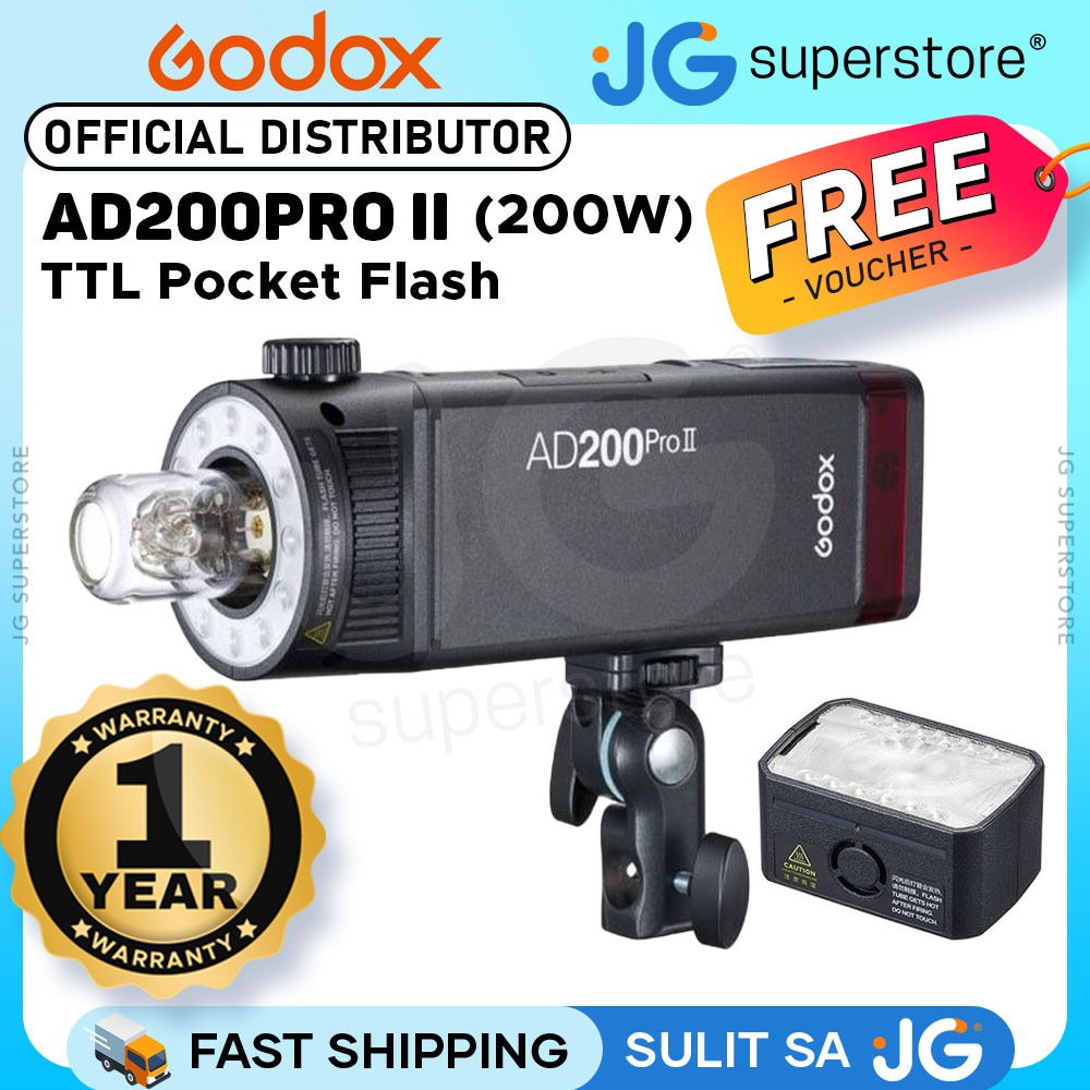 Godox AD200PRO II 200W TTL Outdoor LED Pocket Flash Bi-Color Monolight ...