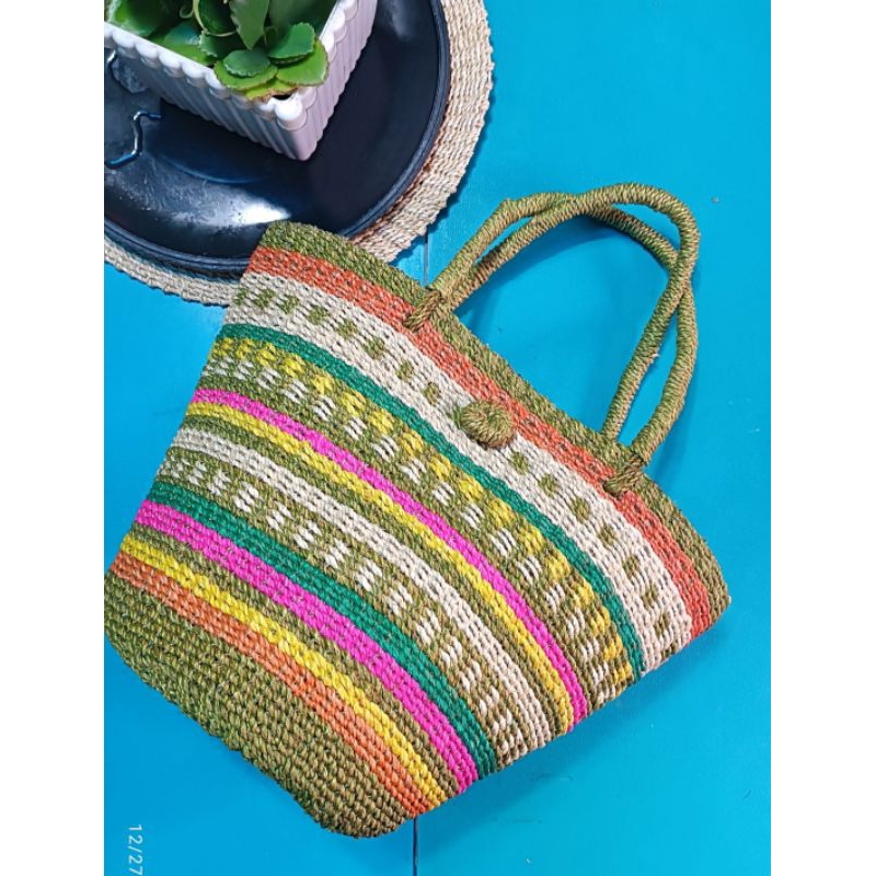 Abaca patterned hand bag pure abaca native bag | Shopee Philippines