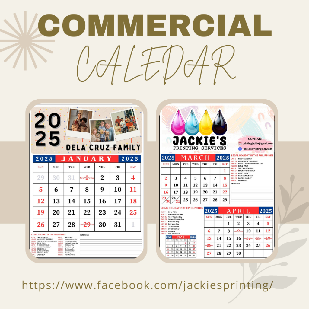 Customized Commercial Calendar , A4 Size | Shopee Philippines