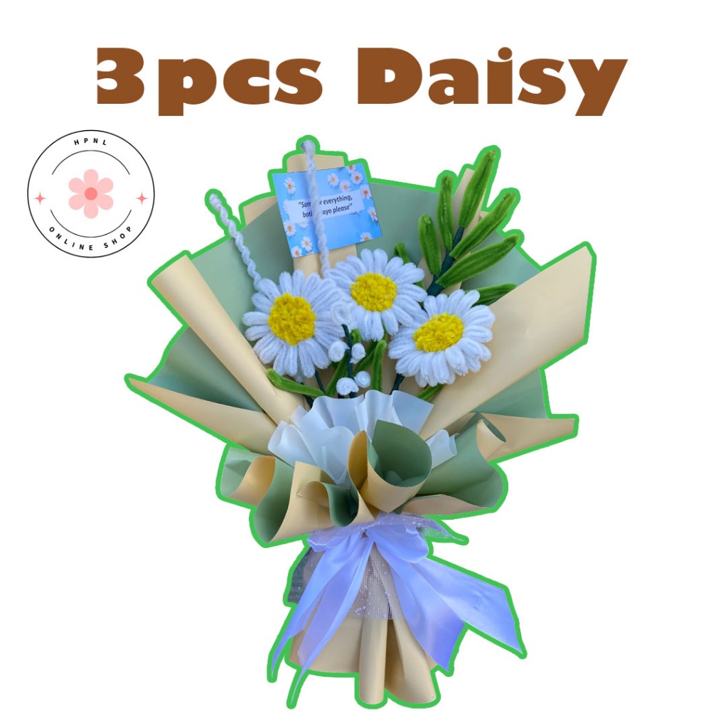 Daisy Flower Bouqet made in Fuzzy Wire DIY 3pcs of Flower | Shopee ...