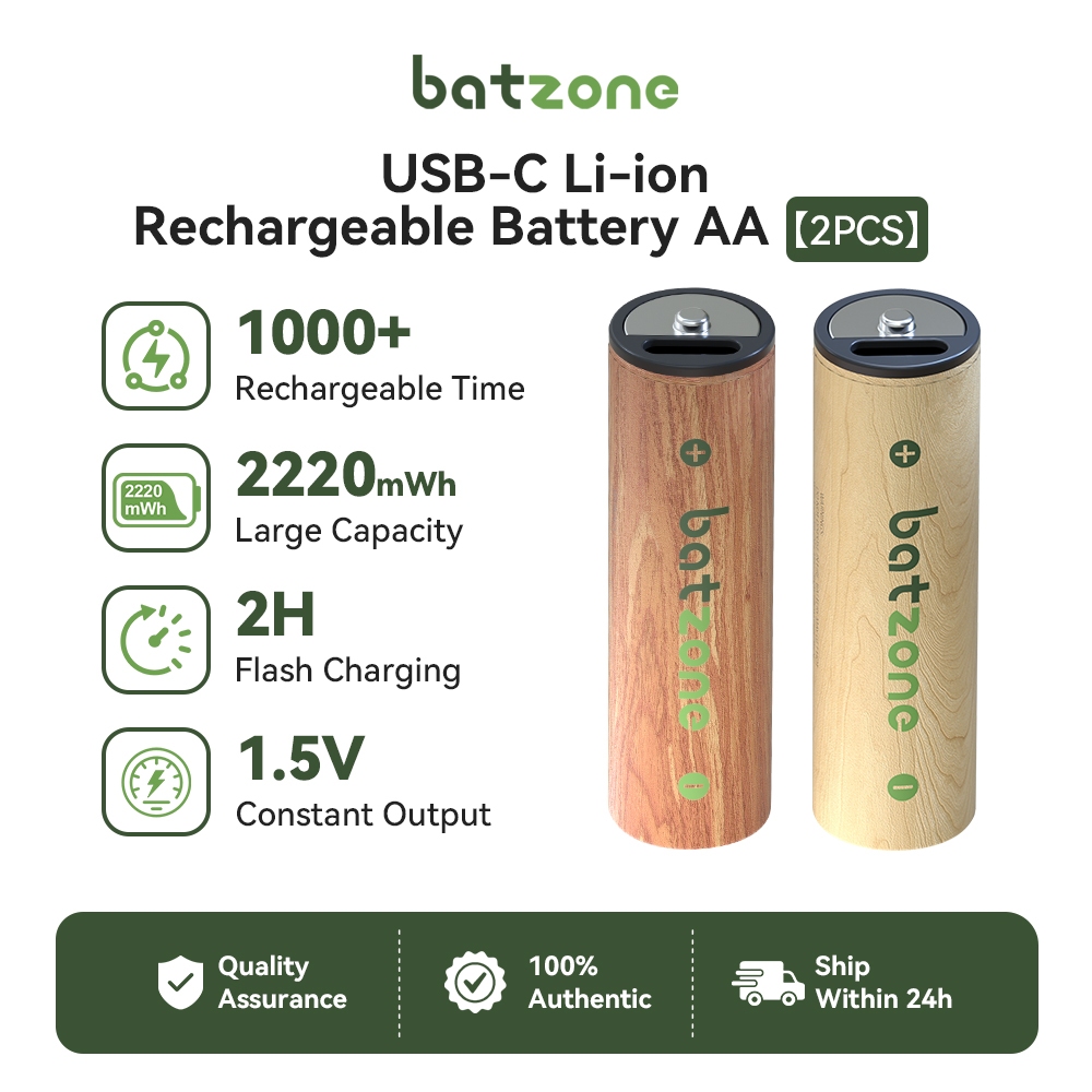 batzone 2220mWh 1.5V AA Batteries Rechargeable USB-C For Toy,Game ...