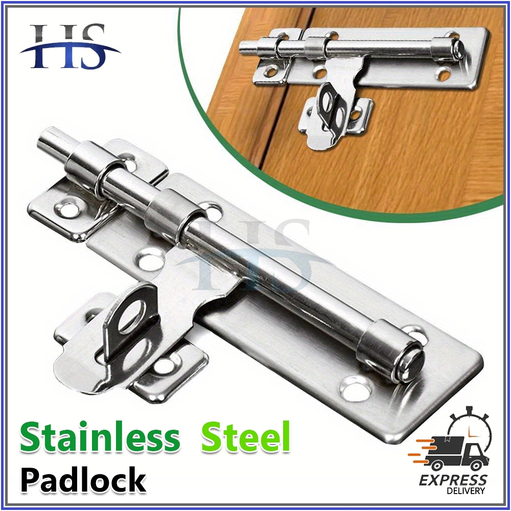 HS Stainless Steel Door Lock Barrel Bolt Whit Safety Hasp 4"/6"/8 ...
