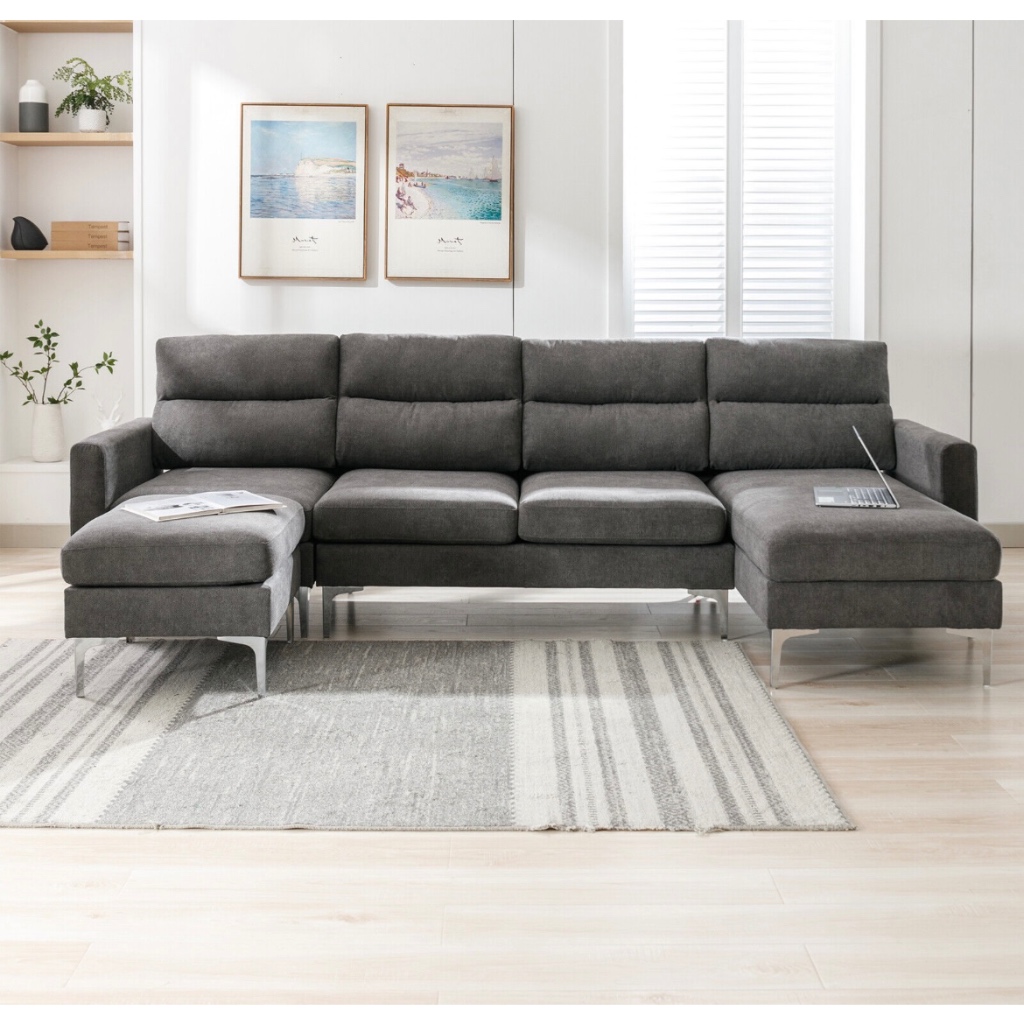 Modern Sectional Sofa Set U-Shaped Convertible Couch Sofa Chairs for ...