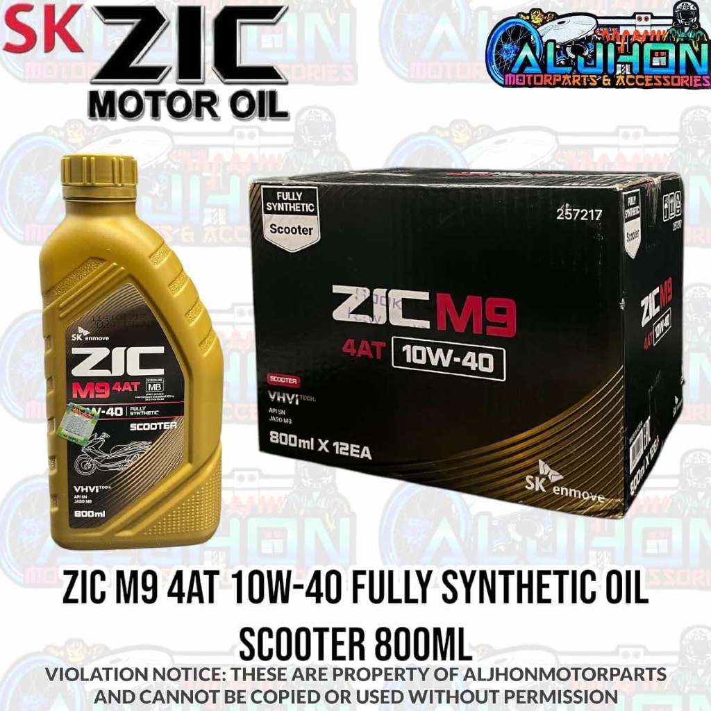1BOX/ 12pcs ZIC M9 800ml 4AT SCOOTER 10W40 Fully Synthetic Engine Oil ...