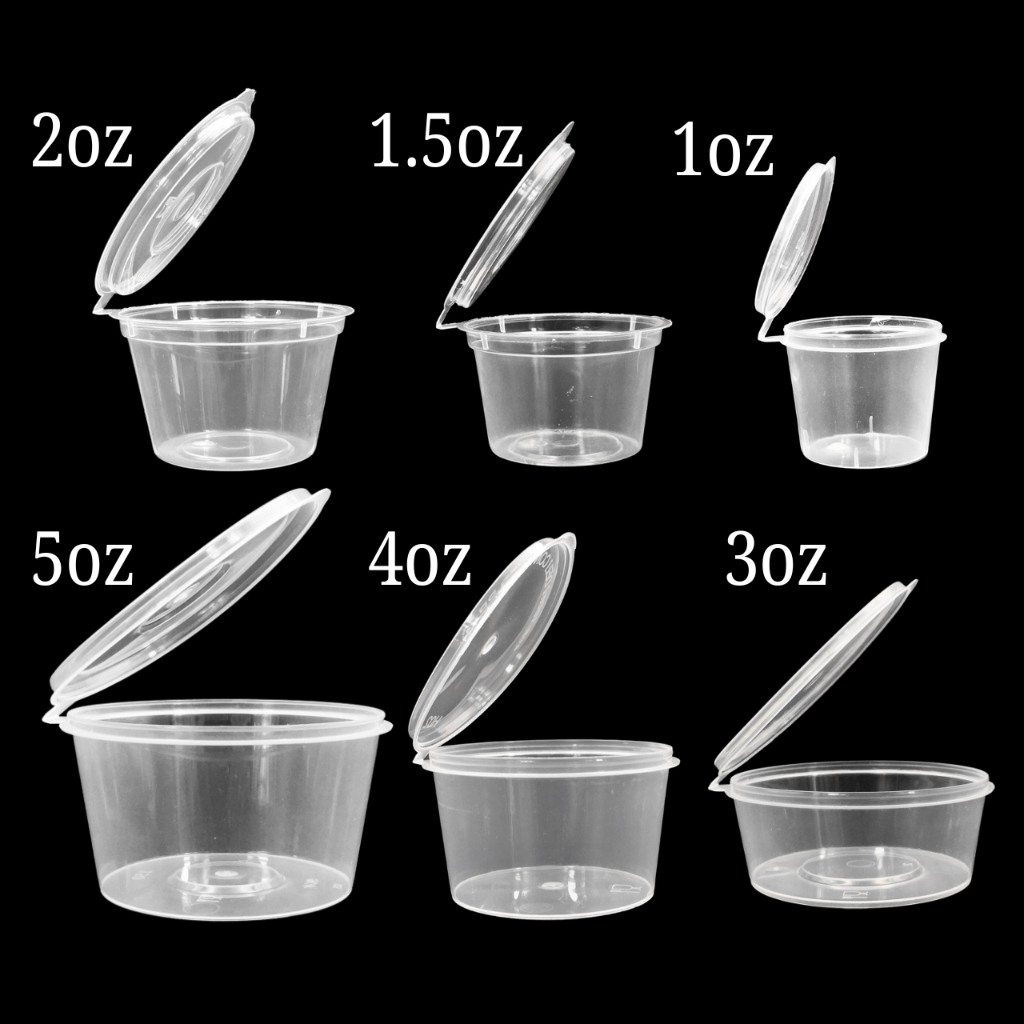 50 pcs Hinged Sauce Cup Sauce cups with Hinged Lid Round Microwavable ...