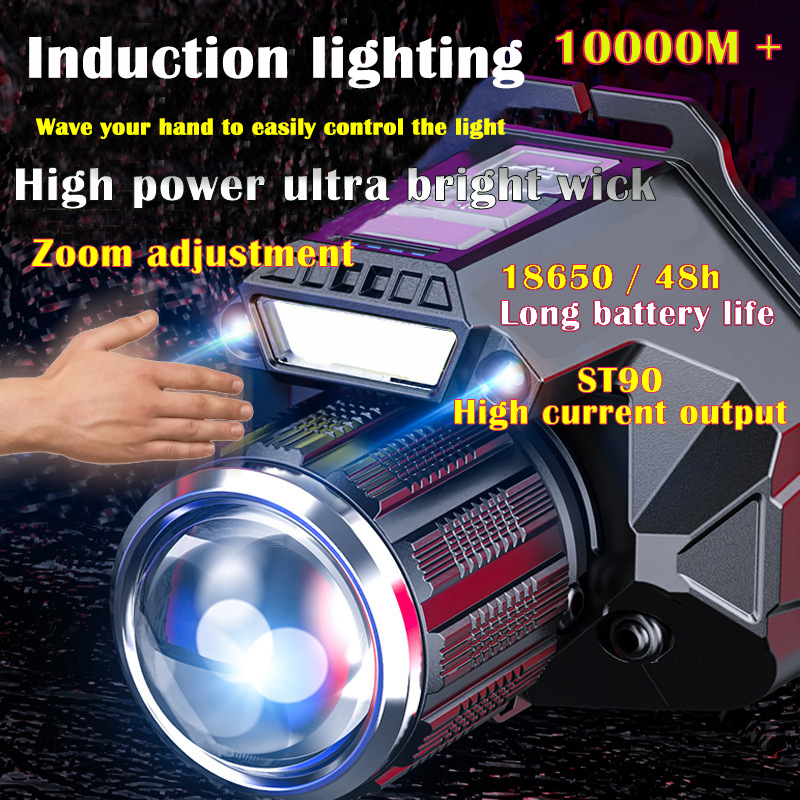 Smart Sensing headlight Flashlight Super Bright High-beam LED headlamp ...