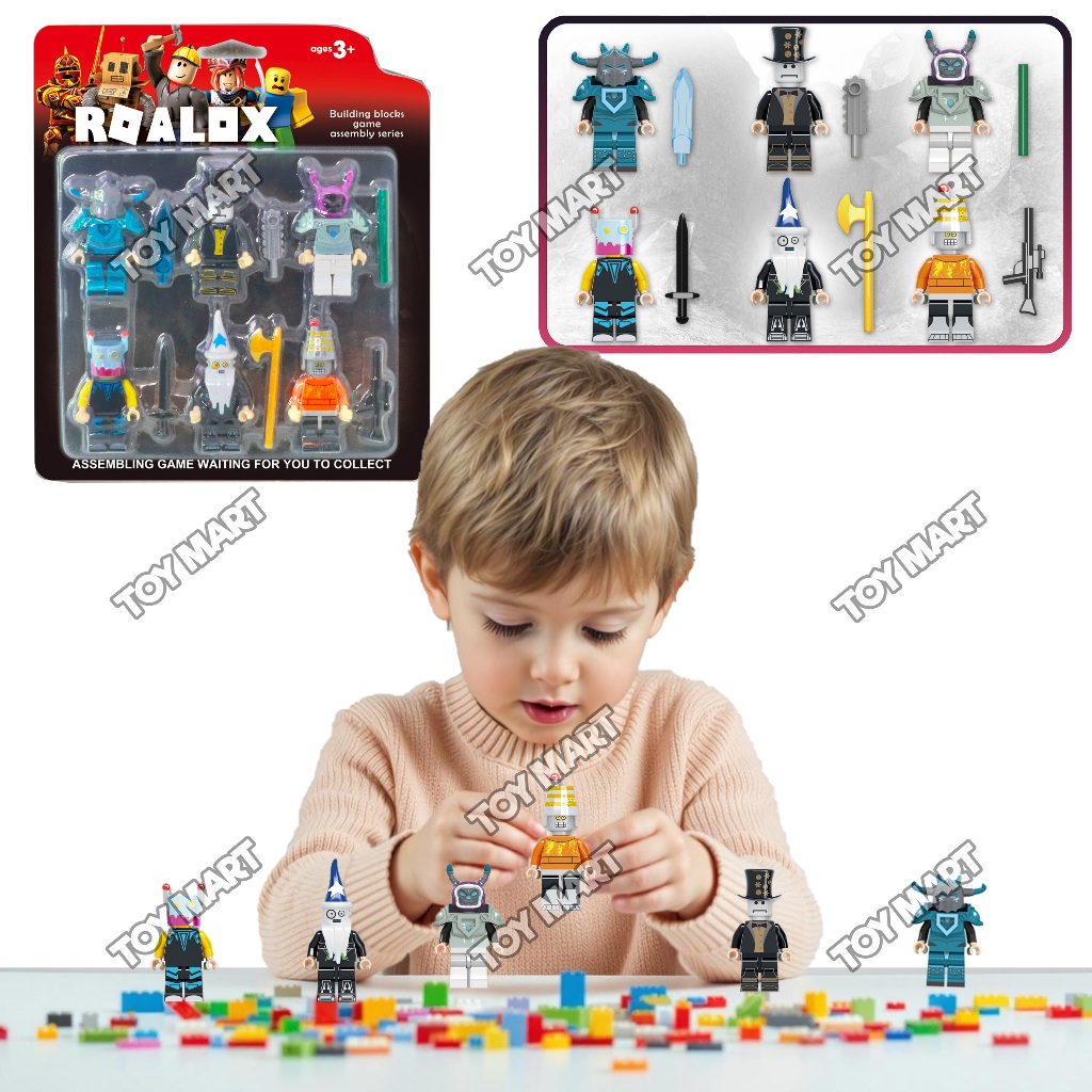 6PCS Roblox Block Avatar Minifigure 6 in 1 w/ Accessories Combo Set ...