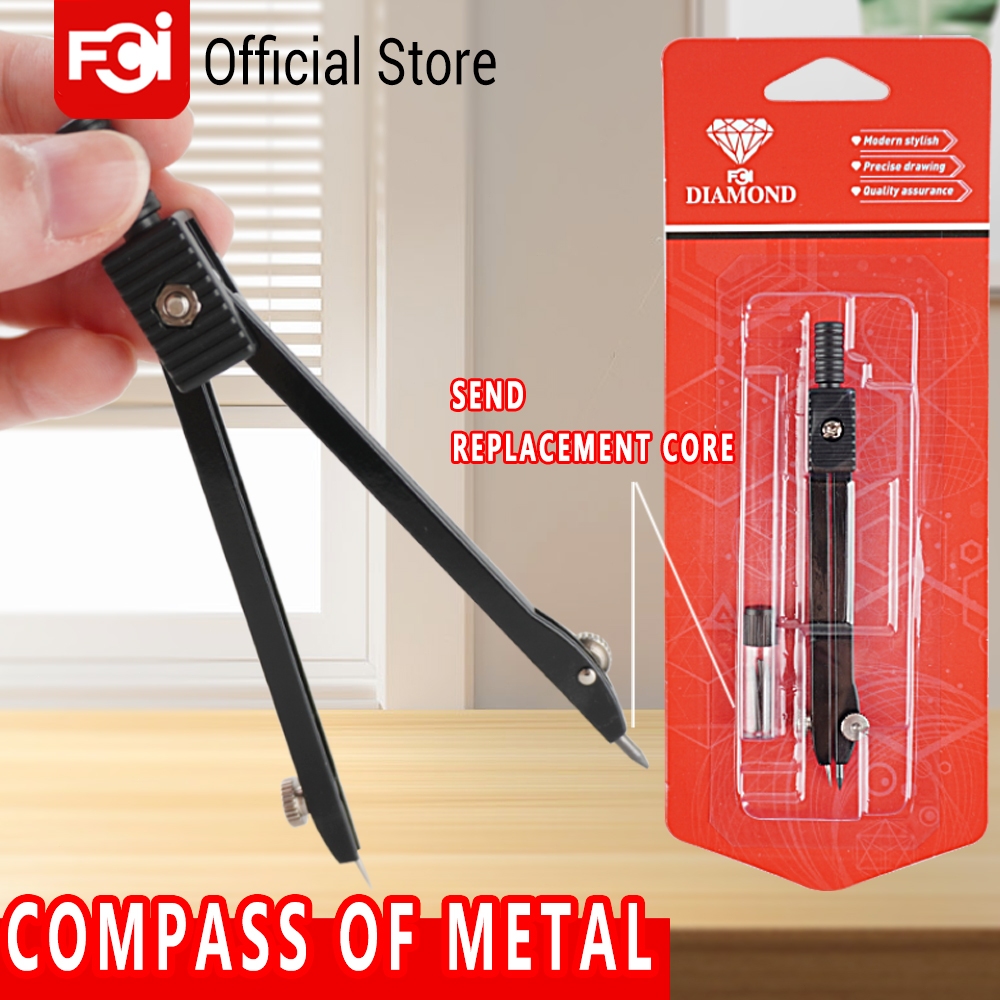 FCI Metal Compass with Pencil Math Circle Exam Drafting Compasses ...