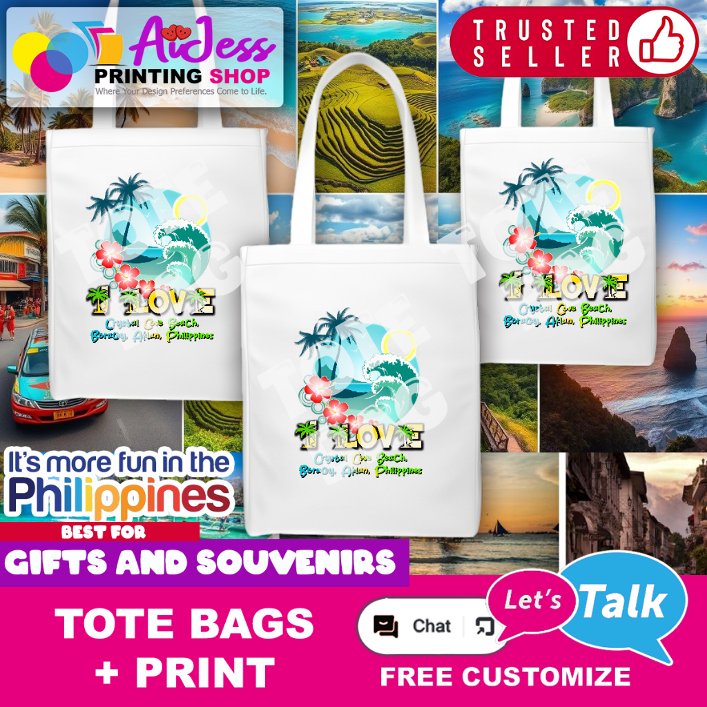 I LOVE Crystal Cove Beach, Boracay, Aklan, Philippines TOTE BAG DESIGN ...